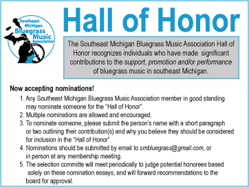 Hall of Honor – Southeast Michigan Bluegrass Music Association